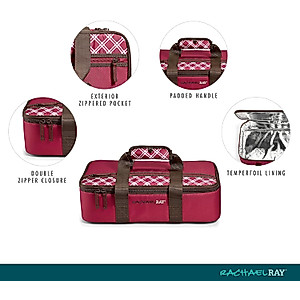 Rachael Ray Lasagna Lugger, Thermal Insulated Casserole Carrier for Hot or Cold Food, Lugger Tote for Pockluck, Parties, Picnic, and Cookouts, Fits 9" x 13" Baking Dish, Burgundy