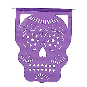 Paper Full of Wishes Day of The Dead Plastic Papel Picado 2pk Cabezita Calavera I 12 Plastic Panels per Banner I Each Banner over 12ft Hanging