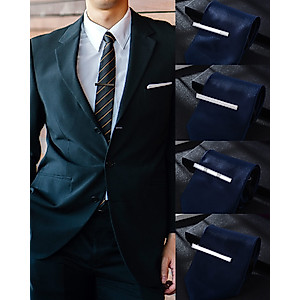 Tornito 12Pcs Tie Clips for Men Tie Tack Pins Silver Black Gold Blue Necktie Bar Regular Ties Suitable for Daily Wedding Meeting Business Anniversary Tie Clips