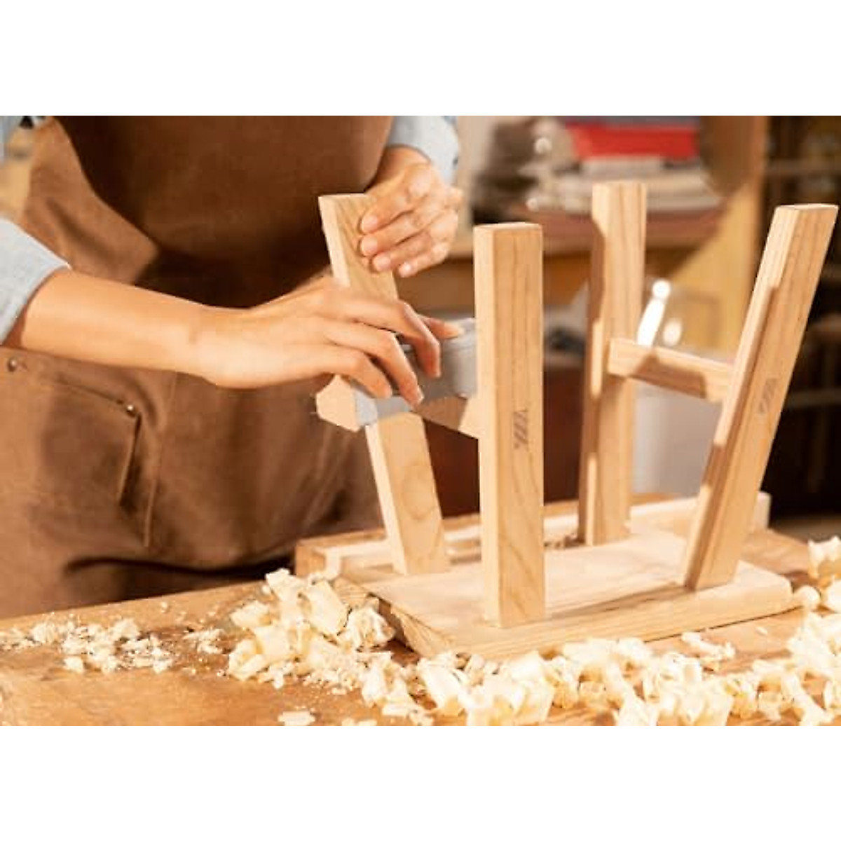 ANQILEE Handmade Solid Wood Stool Milking Stool 10" Height Wooden Step Stool Simple Wooden Viking Stool (12" Long 6" Wide)