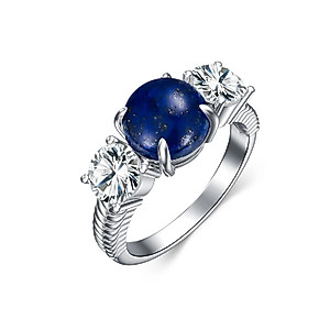 BETHZA Lapis Ring Sterling Silver For Women Natural Blue Lapis Lazuli Ring Size 8 Blue Stone Ring September Birthstone Rings Blue Gemstone Rings For Teen Girls