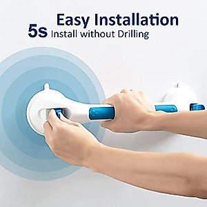 TAILI Suction Shower Grab Bar + Corner Shower Caddy Bathroom Safety Handle Bathroom Organizer No Drilling and Removable Suction Mounted