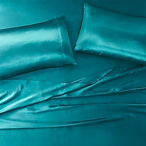 Madison Park Essentials Satin Luxury Wrinkle-Free High-Luster and Silk Standard Teal 2