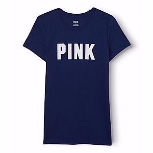Victoria's Secret Women's Short Sleeve T-Shirt, Women T Shirt, Logo Navy, S