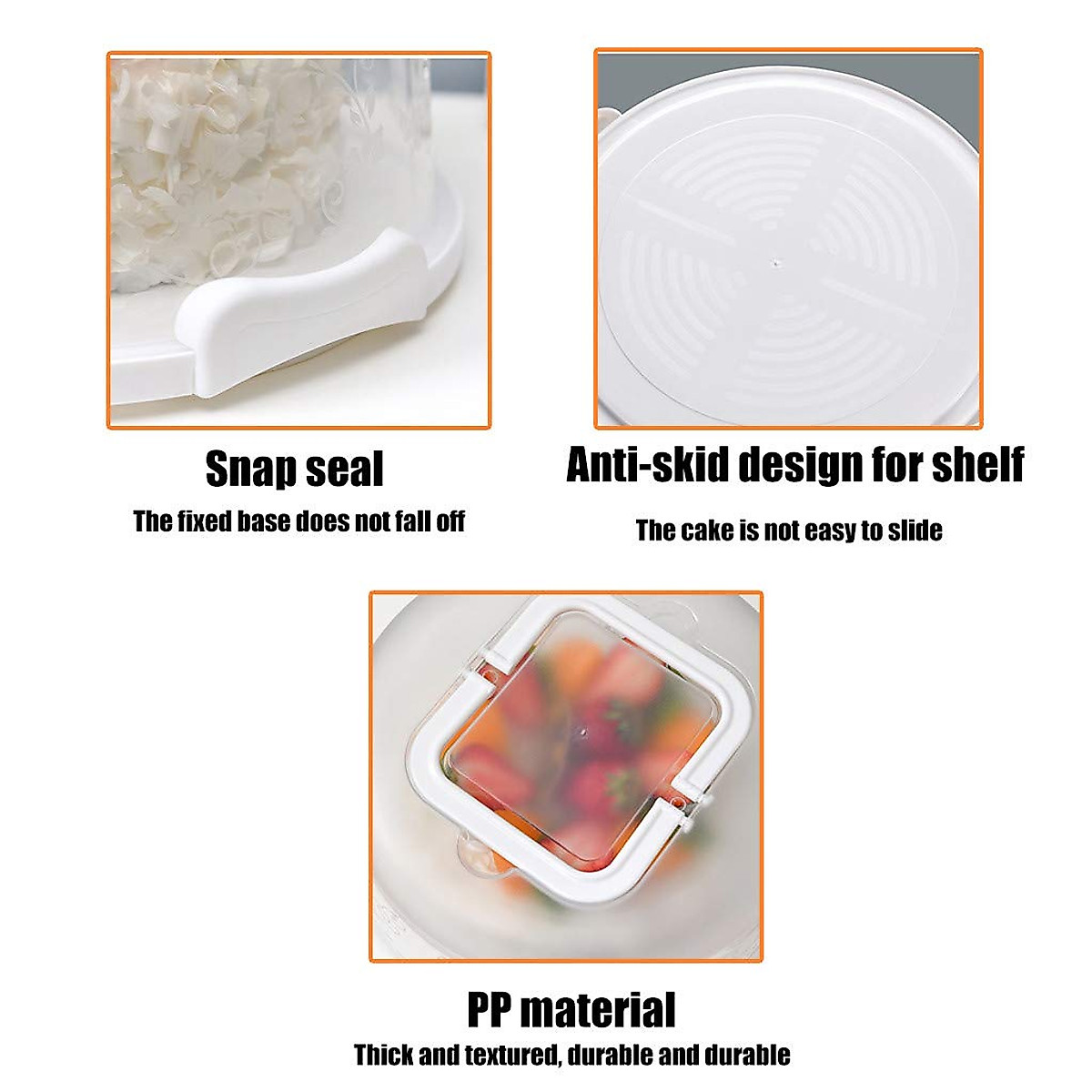 Cake Carrier with Handle, Cake Holder with Cover Lid, Round Cupcake Container Saver Transporter for Pies Cookies Nuts Fruit Storage, 10 Inch (White)