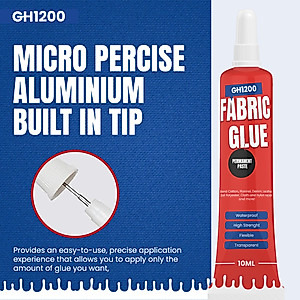 Fabric Glue Permanent (10 ML x 8), Fabric Glue for Clothing Permanent Washable for Rhinestones, Patches, Clothes, Denim, Leather, Polyester, Fabrics, Doll Repair, Flannel, Cotton & More