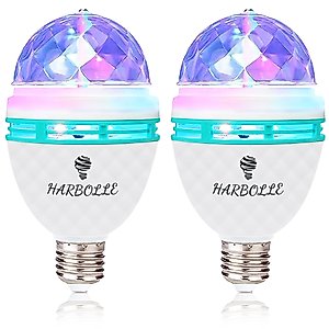 HARBOLLE 2 Pack RGB Color Rotating Bulb,E26/E27,LED Party Bulbs Colored Strobe Light Bulb Multi Crystal Stage Lights for Disco, Birthday Party Club Bar for Indoor & Outdoor Parties, Photography