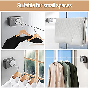 LeeQinersw Clothes Line Retracting Indoor - Non-Sagging Retractable Clothesline Indoor, Portable Laundry Clothes Drying Line for Small Space Balconies, Bedroom, Bathroom