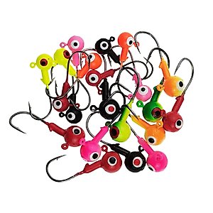 Vinfutin Fishing Jig Head Hooks with 3D Eyes Colorful Ball Head Jig Sharp Hooks Fishing for Worm Fishing Lures Bass Trout Saltwater and Freshwater Fishing Tackle Box Weight (0.36oz(10g)-15pcs)