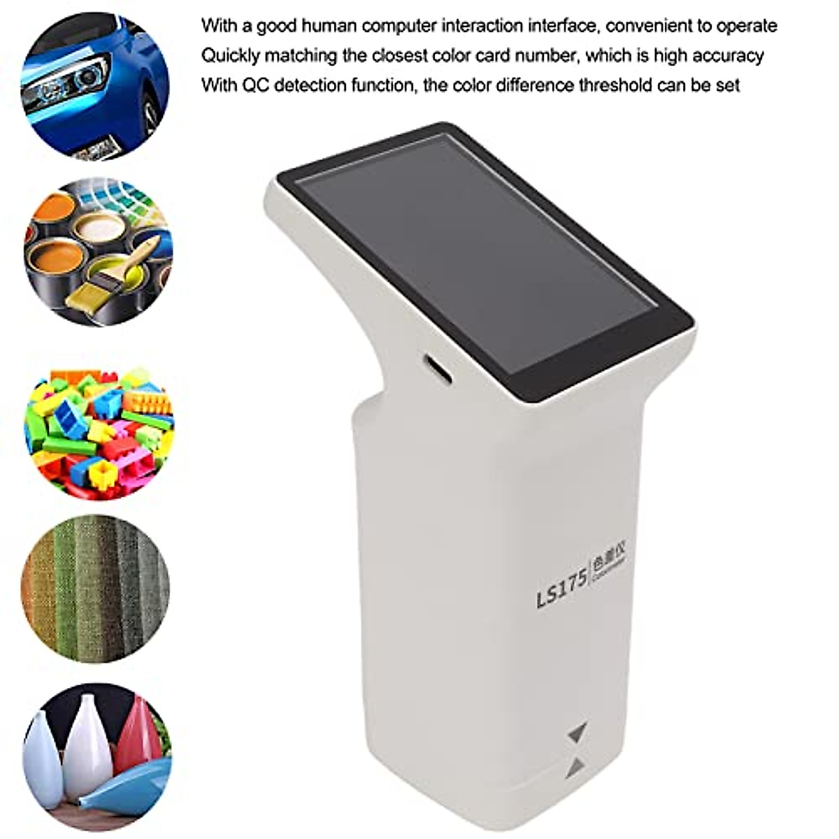 Color Difference Tester, 20mm Measuring Aperture QC Detection ABS High Accuracy Digital Colorimeter LS175 with U Disk for Textile Fabrics