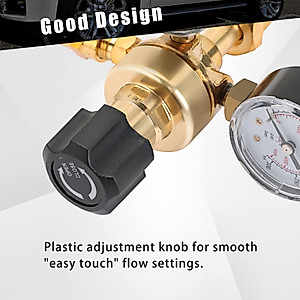 ATPEAM Argon CO2 Regulators Gauges | Gas Welding Regulator CGA580 Compatible with Miller Lincoln Mig Tig Weld 0-4500PSI / 0-10BAR 2" Dual-Gauges Female 5/8" and Male 9/16" Outlet