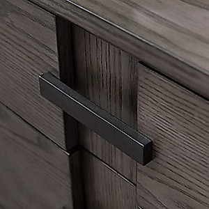 Leick Home 9075 Assembled Recessed Drawer and Bottom Door Nightstand Side Table with AC/USB Charger, Gray