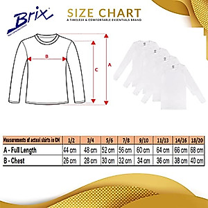 Brix Boys' Long Sleeve Tees - Tagless Crewneck Cotton Soft 4-pk Shirts. 2-20 (7-8 Years, White 4-Pack)