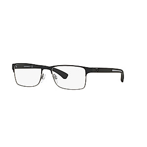Emporio Armani Men's EA1052 Rectangular Sunglasses, Rubber Black and Gunmetal/Demo Lens, 53 mm