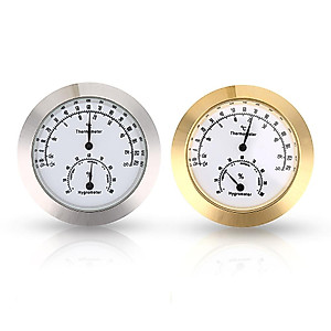 Thermometer Hygrometer, Temperature Humidity Monitor for Indoor Outdoor Instruments (Gold) Hygrometer For Cigar Humidor Humidor Hygrometer Humidor Cigar Box Acoustic Guitar Hygrometer