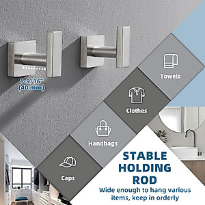 APLusee Brushed Nickel Towel Hook 2 Pack, 304 Stainless Steel Clothes Hook, Wall Mounted