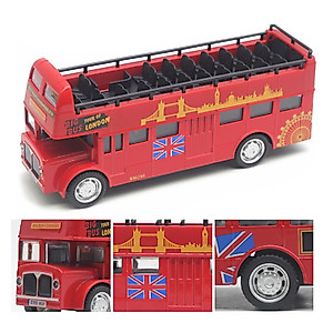 CORPER TOYS Bus Toys Die Cast Metal Toy Cars Pull Back School Bus Double Decker London Vehicles Friction Powered City Sightseeing Tour Bus Play Vehicle Toy Set for Kids 4 Pack
