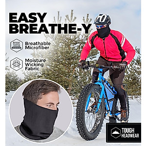 Tough Headwear Neck Warmer - Winter Fleece Neck Gaiter & Fleece Neck Warmer - Ski Gaiter for Men - Reversible Neck Gaiter for Cold Weather
