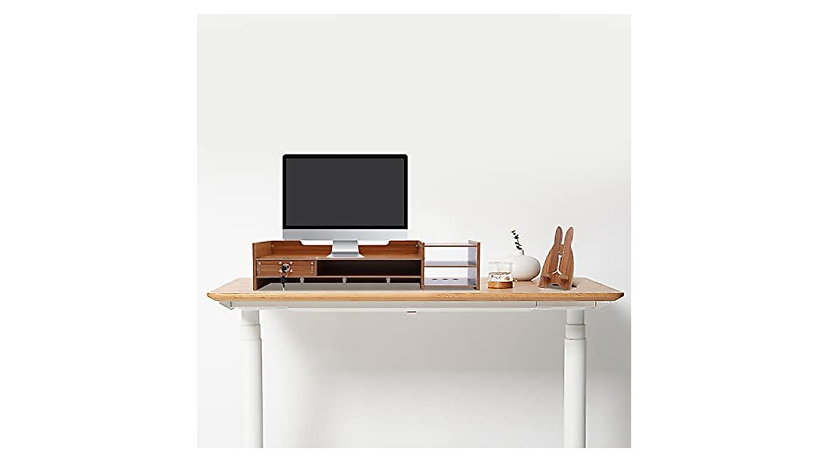 Monitor Stand Riser Desk Organize Laptop Stand with Drawers, Lock File ...