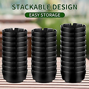 6Pcs Ashtray Sets for Cigarettes, Plastic Tabletop Ash Tray Sets, Indoor Outdoor Ashtrays Perfect for Home Patio Restaurant Bar Hotel and Office Use (Set of 6 Black)