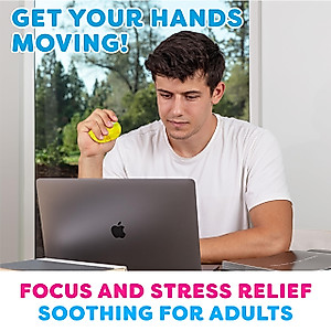 Power Your Fun Arggh Glitter Mini Stress Balls for Adults and Kids - 3pk Squishy Stress Ball Fidget Toys, Sensory Toys and Stress Relief Mini Squishy Toys Squeeze Ball Toy (Yellow, Pink, Blue)