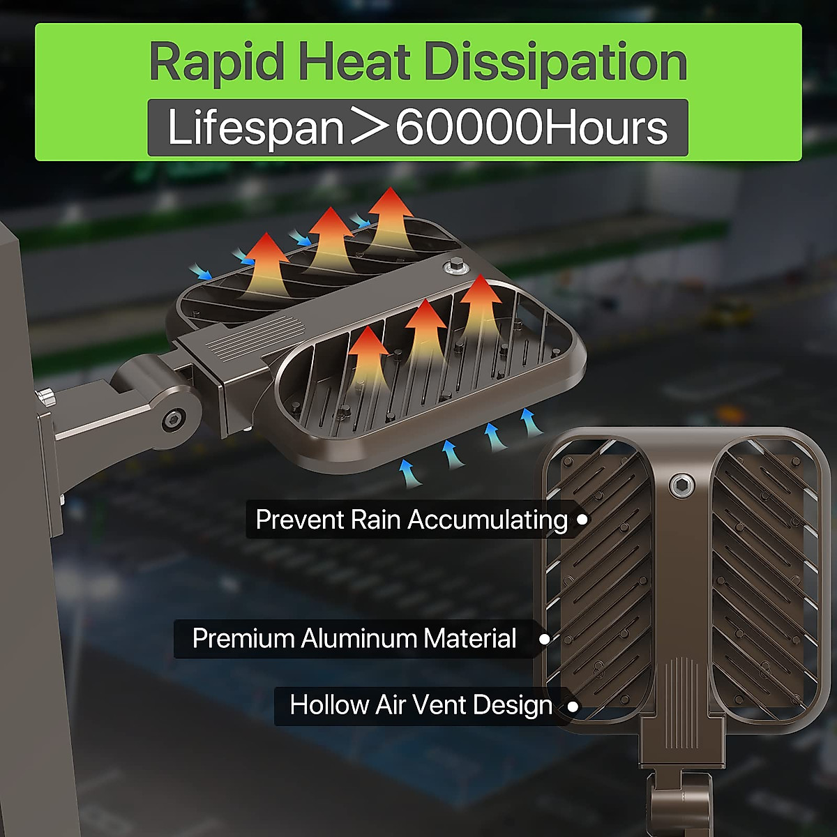 Glitgate 200W LED Parking Lot Light, 30000LM 5000K Dusk to Dawn Photocell Street Light,Adjustable Arm Mount IP65 Waterproof Commercial Area Security Light for Parking Lot, Street, Roadway