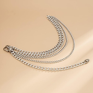 Jumwrit Multi Layer Waist Chain Love Heart Pendant Belly Chain Sexy Long Tassel Body Chain Rave Metal Link Belt Dainty Adjustable Chain Belt Fashion Body Accessories Jewelry for Women Girls (Silver)