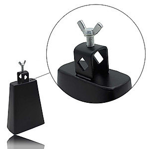 Cowbell Drum Cencerro,Plastic Cow Bell,Latin Percussion Cowbell 6 Inch Metal Cowbell Noise Maker with Handle for Drumset Kit Percussion Come with Stick Black Cow Bells Cowbell Drum Musical Cow Bell
