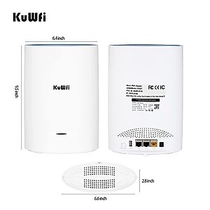 KuWFi 3-Pack Tri-Band Whole Home Mesh WiFi System with AC2200 Speed Gigabit Mesh WiFi 5 Router & Extender Replacement Covers up to 6500 sq.ft Tri-Band WiFi Mesh +2 Node