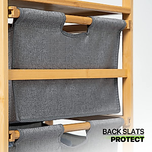 Magshion Storage Dresser with 2 Drawers, Bamboo Frame Fabric Storage Tower, End Side Table Nightstand with 2 Fabric Bins, Chest Storage Organizer for Bedroom, Living Room, Hallway