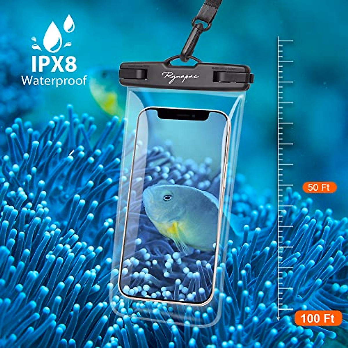 [Up to 10"] Large Waterproof Phone Pouch Bag - 2Pack, Waterproof Case Compatible with iPhone 14 Pro Max/13/12/11/XR/X/SE/8/7,Galaxy S22/S21 Google, IPX8 Cellphone Dry Bag Vacation Essentials Black