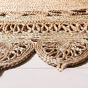 SAFAVIEH Natural Fiber Round Collection 4' x 6' Oval Natural NFB251A Handmade Boho Country Charm Jute Area Rug