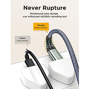 AINOPE [2M/6.6FT] USB C Extension Cable [USB 3.2/10Gbps] Sync Transfer USB C Extender Nylon Braided 100W/5A Fast Charging Compatible with USB C Hub/Dell XPS/MacBook/iPad Pro/Magsafe Charger(Gray)