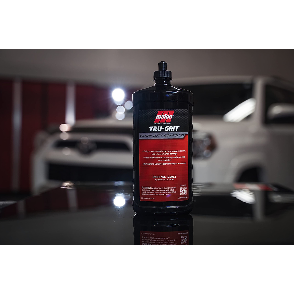 Malco Tru Grit - Heavy Duty Buffing and Polishing Compound for Cars/Automotive Paint Correction and Detailing/Removes 1000-1500 Grit Sand Scratches / 32 Oz. (120032)