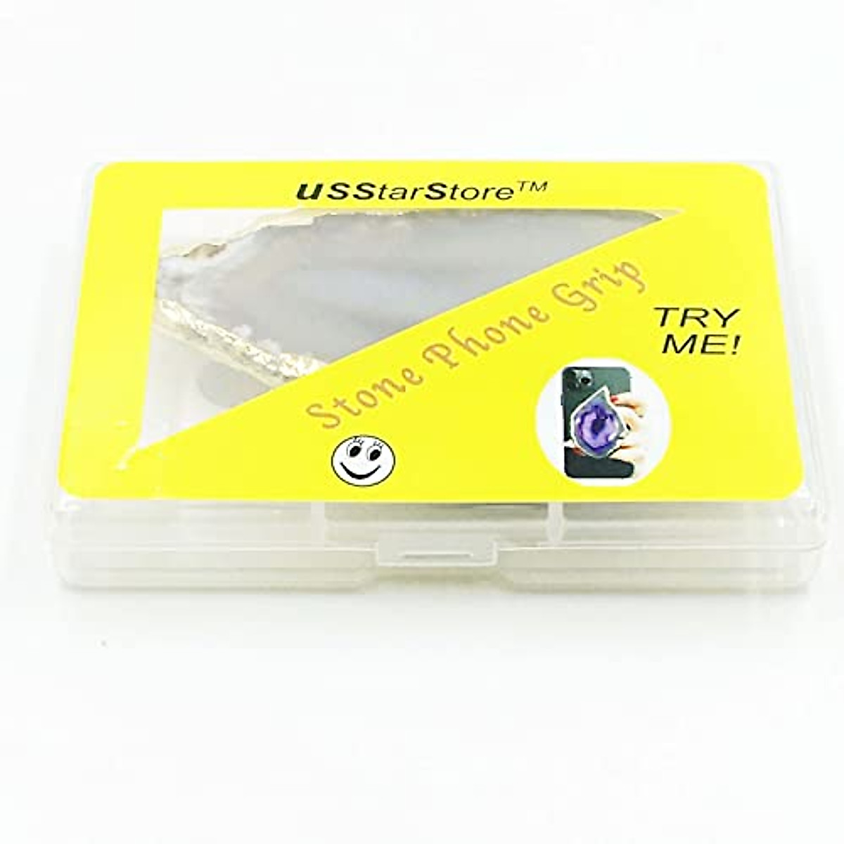 Crystal Phone Grip & Stand Clear Druzy Healing Natural Stone Crystal Phone Accessory (Agat Grey)