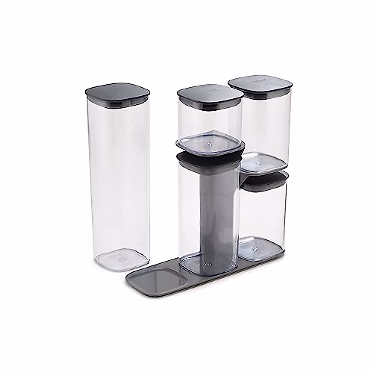 Joseph Joseph Podium Dry Food Storage Container Set with Stand, 5-piece, Gray