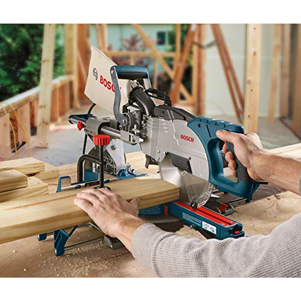 BOSCH CM8S 8-1/2 Inch Single Bevel Sliding Compound Miter Saw, Blue