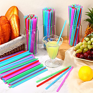 2000 Pcs Disposable Drinking Straws Long Plastic Straws 8.25" Long and 0.25'' Diameter for Cocktail Drink Cups Juice (Green, Rose, Blue, Red)