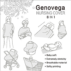 Nursing Breastfeeding Cover Car Seat Canopy for Infant Baby, Soft Bamboo Jersey, Extremely Stretchy, All-in-one Carseat Stroller Cover, Nursing Cover Up Poncho Tops Clothes, Nurse Gift Stripe