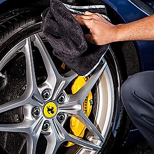 MW Pro Detail Microfiber Car Towels (24"x 36") | 400 GSM | 80/20 Blend | Tagless | Soft Satin Piped Edges | All-Purpose Auto Detailing - Wax, Buff, Polish, Wash, Dry | 2 Pack (Black)