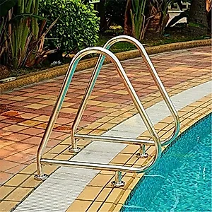 BTZHY Swimming Pool Handrails Easy-to-Install Hand Rail 304 Stainless Steel Reinforced Base Stair Railing for Garden Backyard Pools