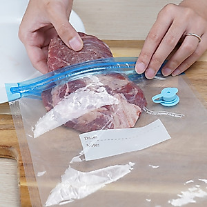 Sous-vide Bags, airtight and reusable freezer bags, BPA-free. Medium size (9" x 11") and include 20 generic vacuum sealer bags compatible with most sous vide pumps and machines.