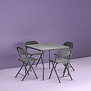 Plastic Development Group, 5-Piece Card Table Set, Chair Seats with Comfortable Foam Pad Black