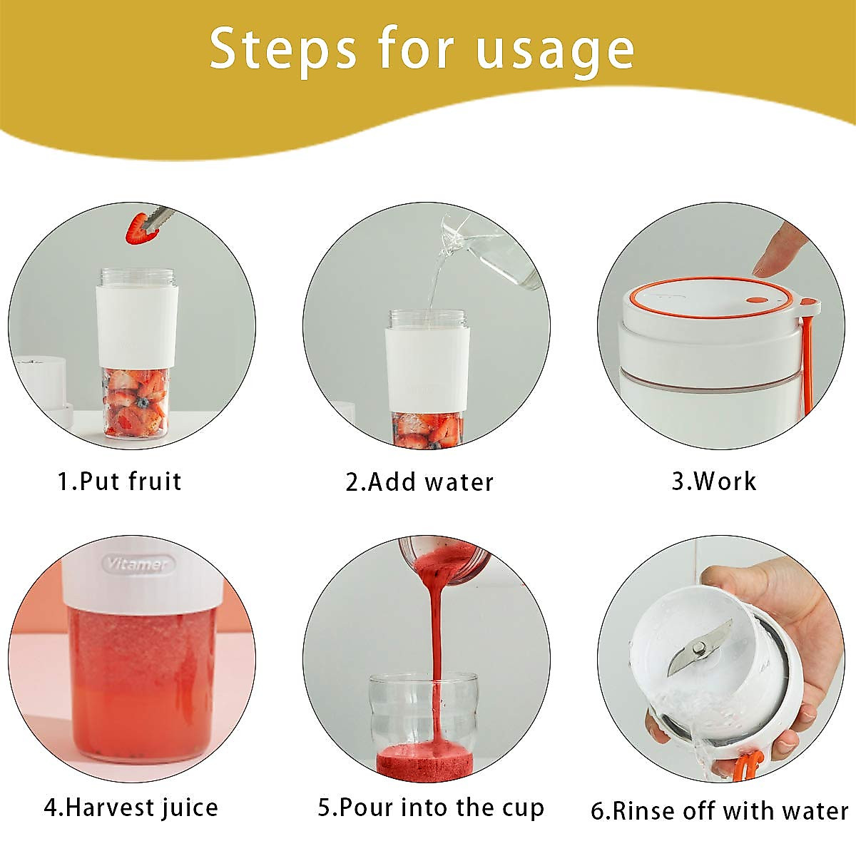 Ycc ice Personal Blender for Shakes and Smoothies with BPA Free Portable USB Rechargeable Juicer Milkshake Blender Conveniently and quickly juice and make milkshakes suitable for carrying around