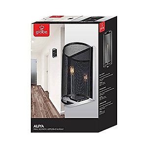 Novogratz x Globe Aliya 1-Light Candelabra Wall Sconce, Matte Black Finish, Chrome Accents 65594