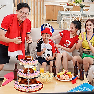 Sports Theme Party Cupcake Stand Decorations, 3 Tier Sports Theme Party Cupcake Tower Basketball Football Baseball Soccer Birthday Party Table Decor