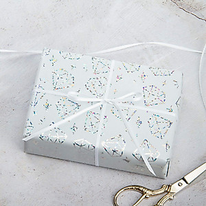WRAPAHOLIC Wrapping Paper Roll - Silver Diamond Design with Metallic Foil Shine for Birthday, Holiday, Wedding, Baby Shower Packing - 30 inch x 33 feet