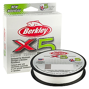 Berkley x5 Braid Superline, Crystal, 10-Pound Break Strength, 328yd Fishing Line, Suitable for Freshwater and Saltwater Environments, Low-Vis Green