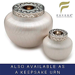 FOVERE – Decorative Urns for Ashes Adult Male and Female – Large White Ash Urn to Display at Home – 100% Handcrafted Cremation Urn for Human Ashes