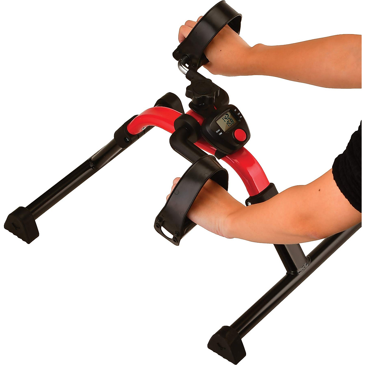 NOVA Medical Products Pedal Exerciser with Digital Display Tracker, Foldable Hand and Foot Cycle Exerciser, Great for Home, Office or Travel, Red